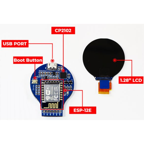 Afficheur 1,28'' RoundyFi ESP-12E SKU24025 - Gotronic